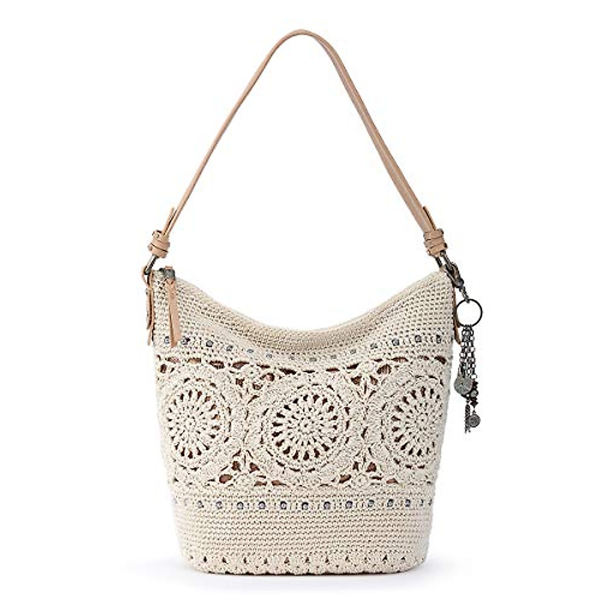 The Sak unisex adult Women's Sequoia Crochet Hobo Handbag, Natural Medallion, One Size US