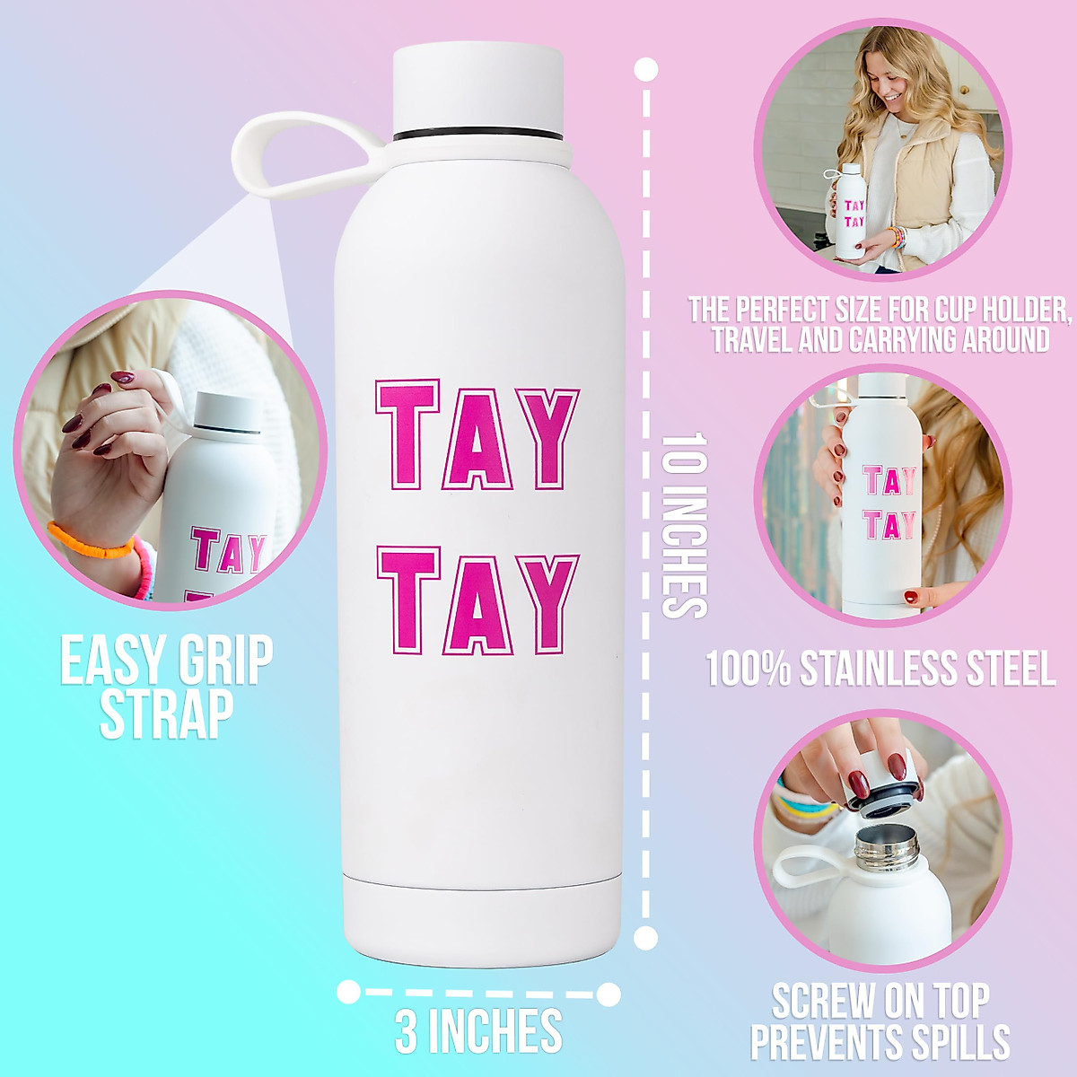 Tay Tay 500ml insulanted stainless steel water bottle (Snow Drift White)
