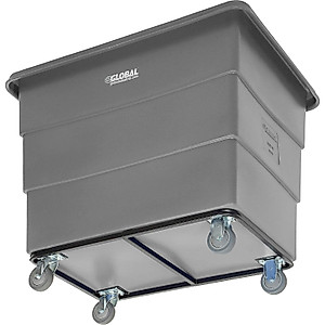 Global Industrial 16 Bushel Plastic Bulk Box Truck, Steel Chassis Base, Gray, 42-3/5"L x 30" W x 35-3/5"H