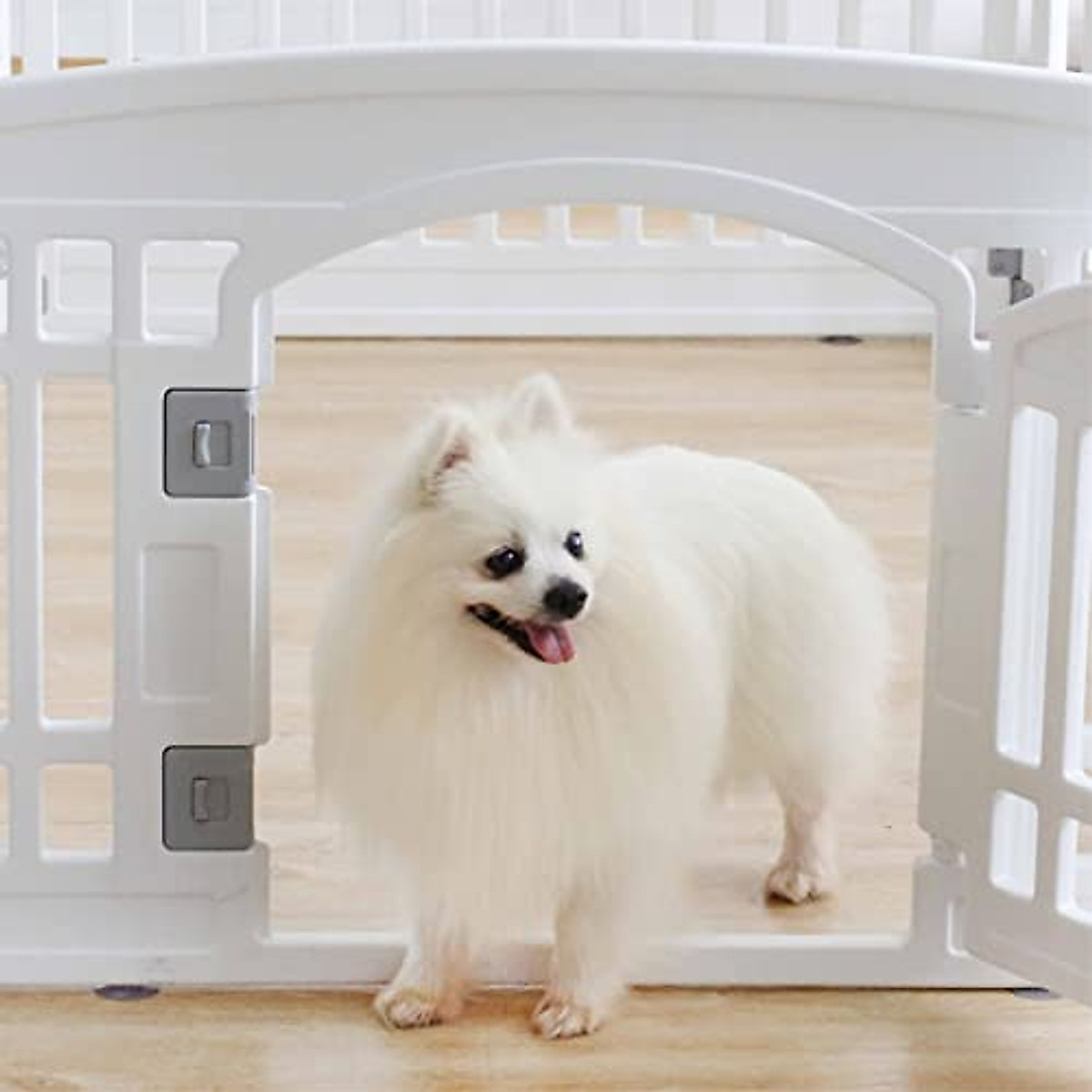Lakanic 6 Panels Pet Fence Pen with Door Pet Dog Cat Puppy Playpen Small Animal Play Fence Pet Kennel Cage for Rabbits/Guineas/Dogs and Cats
