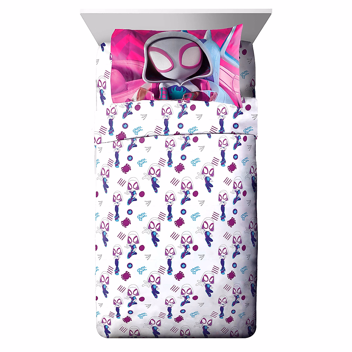 Marvel Spidey & His Amazing Friends Ghost Spider Gwen 5 Piece Twin Bed Set - Bedding includes Comforter & Sheet Set - Super Soft Fade Resistant Microfiber