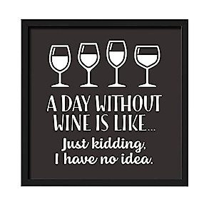 Chris's Stuff Wine Cork Holder | Shadow Box Frame 11"x11" Cork Storage Display Organizer | Wall Mounted, Tabletop & Countertop Hanging Cork Holders Wine Decor Shadowbox ( Black, A Day Without Wine )