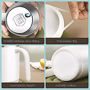 Livefunni Coffee Mug with Handle, 500ml Insulated Stainless Steel Coffee Travel Cup, Vacuum Reusable Coffee Cup with Lid, Keeping Warm & Cold (purple)