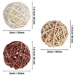 Pemalin Natural Decorative Wicker Rattan Balls- Vase Filler, House Ornament, Christmas Tree Garden Wedding Party Coffee Table Decoration,Craft DIY, Parrot, Bird Toys Balls.