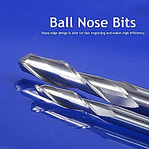 HOZLY for Wood Working Set Diameter 1mm 1.5mm 2.0mm 2.5mm 3.175mm Carbide Ball Nose End Mill CNC Engraving Router Bits Milling Cutter
