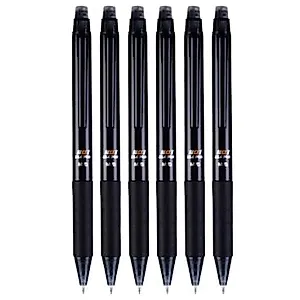 M&G 6PCS Hot erasable neutral pen with rubber Press water pen ST tip 0.5mm 6-pack AKPJ2607 (Black)