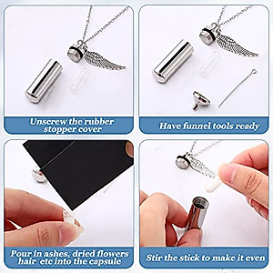 10 Pieces Cylinder Cremation Urn Necklace with Angel Wing Stainless Steel Memorial Keepsake Pendant Cremation Necklaces for Ashes for Women Men Urn Jewelry Sets Keepsake Urns Necklace with Filling Kit