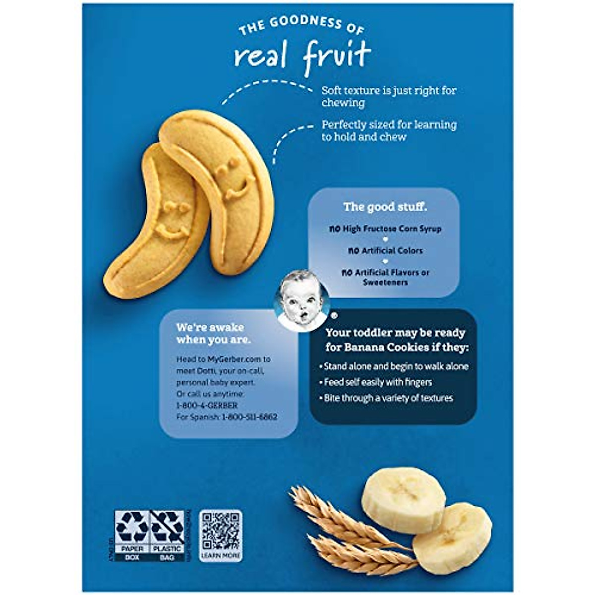 Gerber Toddler Banana Cookies, Baked with Real Bananas, 5 oz. Box (Pack of 5)