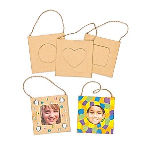 Baker Ross E7573 Mini Hanging Craft Photo Frames - Pack of 12, Creative Art and Craft Supplies for Kids to Make and Decorate