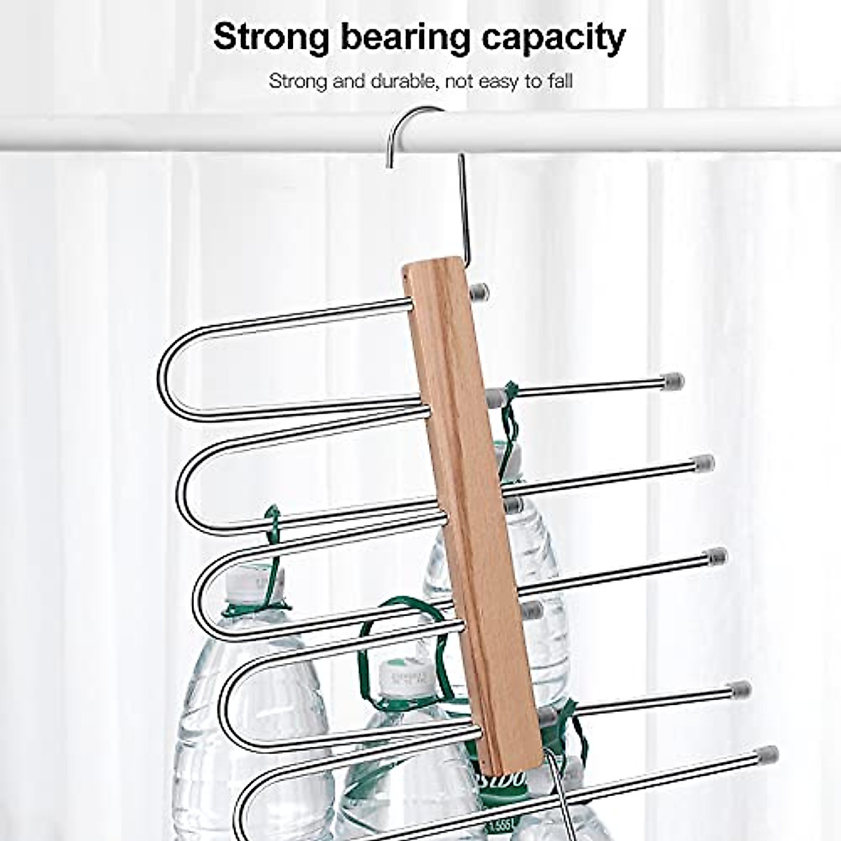 Pants Hangers Space Saving 2 Pack, Non Slip Closet Hangers for Men Women, CANAGROW 5 Layers Multifunctional Closet Organizer Pants Rack Holder for Pants Jeans Scarf Trousers Scarves Ties