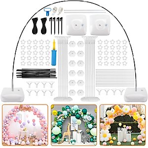 RUBFAC Balloon Arch Kit with Base and 12 Pack Balloon Stick Holder with Base for Table Reusable Balloon Stand Kit for Birthday Baby Shower Wedding Party Decoration