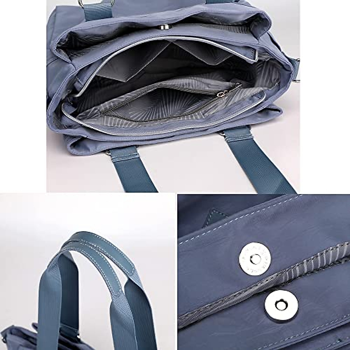 Lavogel Triple Compartment Tote Shoulder Bag Nylon Crossbody Purse For Women Lightweight Purses and Handbags (Black)