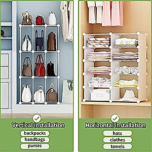 Aeitc Stackable Closet Organizer 6-Shelf Adjustable Space Saver Closet Storage for Folded Clothes and Accessory,White (18 Section)