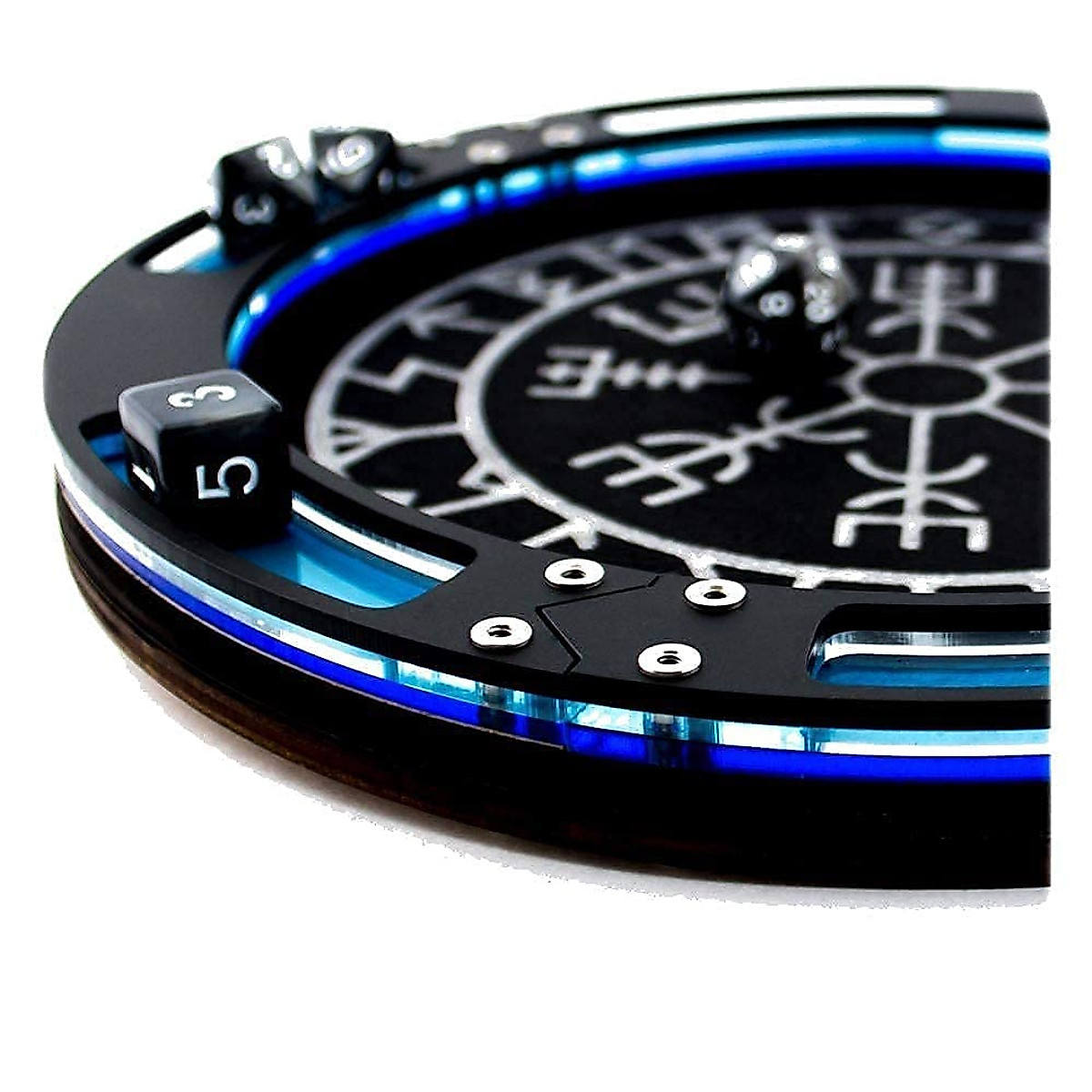 C4Labs 10" Round Padded Norse Compass Dice Tray and Tall Classic Black Dice Tower