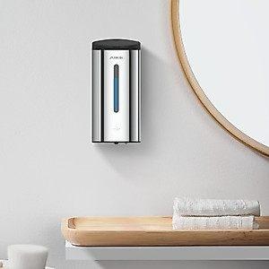 AIKE Wall-Mount Automatic Liquid Soap Dispenser 27oz Large Capacity Polished Stainless Steel Finish Model AK1205