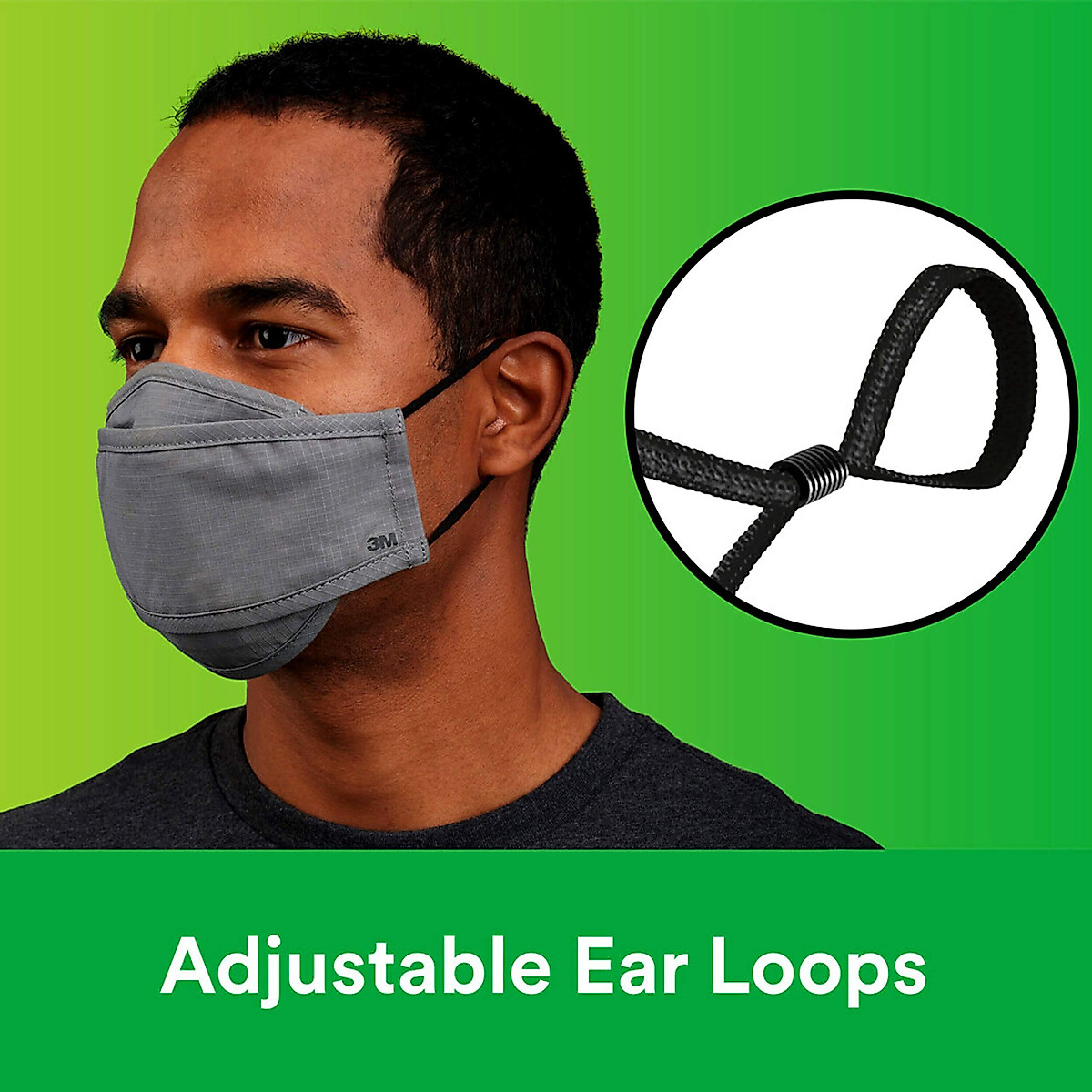3M Daily Face Mask, Reusable, Washable, Adjustable Ear Loops, Lightweight Cotton Fabric, 12 Pack, Gray