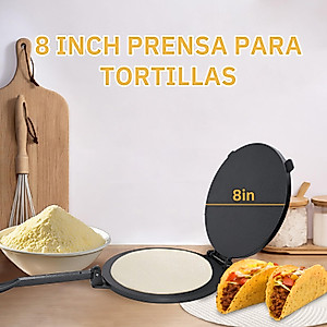 Prensa Para Tortillas De Harina 8 Inch Tortilleras Mexicanas Para Hacer Corn Tortilla, Flour Roti, Chapati, Taco and Quesadilla Press Maker Aluminum Alloy Maquina | Aplastador Manual