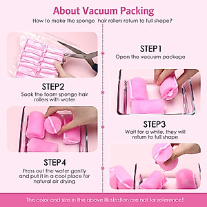 Syhood 56 Pcs Foam Sponge Hair Rollers Soft Sleeping Curler 6 Sizes Flexible Hairdressing Sponge Curler Rat Tail Comb for Hair Styling(Mixed Color)