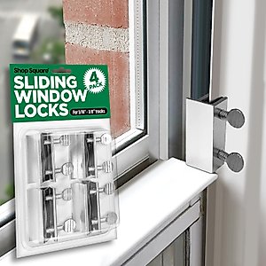 Shop Square Window Locks, 4 Pack Aluminum Thumb Turn Window Lock, Secure Sliding Windows & Doors, No-Drill Install, Child Proof, Indoor Outdoor, Requires 28-36mm Clearance