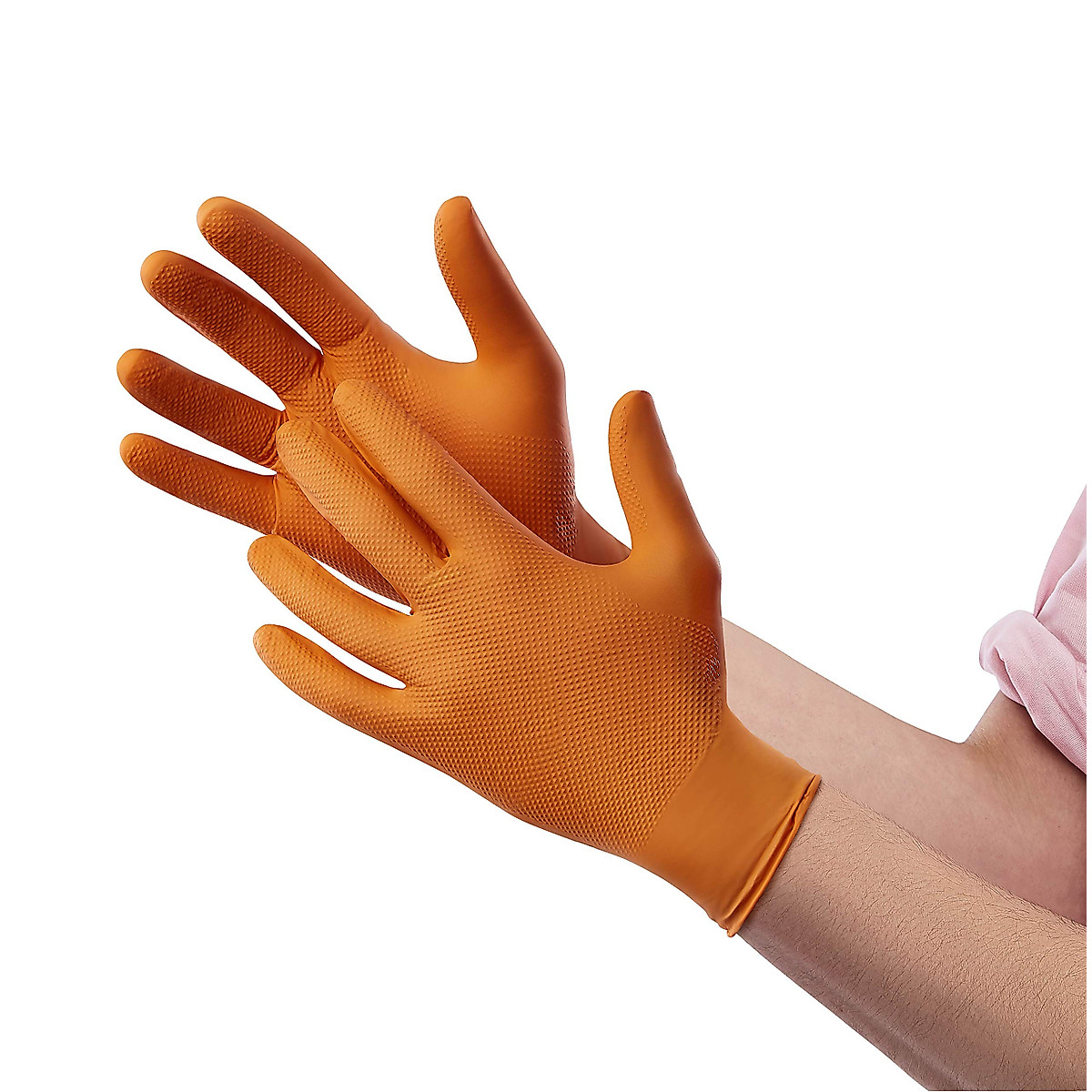 Venom Steel Orange Nitrile Gloves, 8 Mil Thick, 50 Count, Maximum Grip Textured Disposable Gloves, Puncture and Rip Resistant, Hi-Visibility Orange, One Size Fits Most