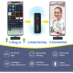 PeakDo Wireless Lavalier Lapel Microphone for USB C Phone, Plug-Play Wireless Mic for Recording Interview Video Podcast Vlog TikTok YouTube, 165ft Range Mini Microphone with Charging Case