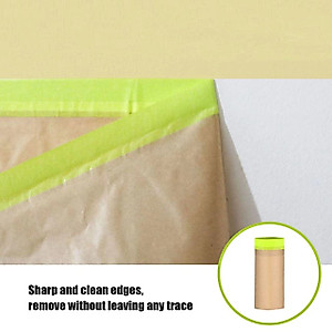 Hubaow Tape and Drape, 12” x 100 feet Masking Paper for Painting, Pre-Taped Masking Paper with Adhesive, Paint Tape, Car Protection Covering Paper for Car and Furniture, Floor (2 Pack)