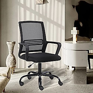 Desk Chairs Set of 6 Home Office Mesh Chair with Wheels Lumbar Support Ergonomic Office Chair Clearance for Bedroom Living Room Home Office Computer Chair Swivel Adjustable 36-40inch Black Chair
