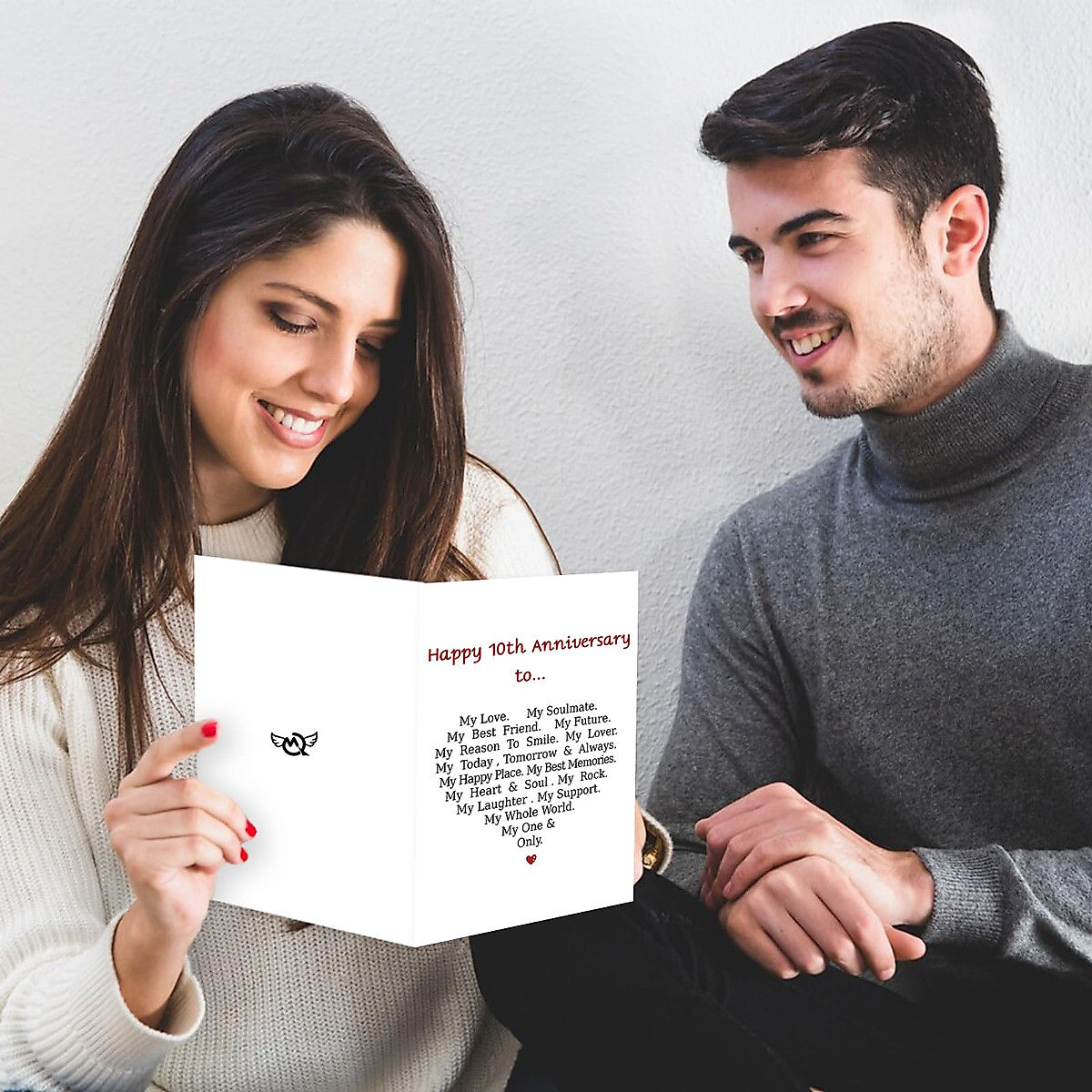 MQMRYeto Funny 10th Anniversary Card For Men Women, Sweet 10 Year Wedding Anniversary Card Decoration For Husband Wife, Romantic Gifts Idea For Boyfriend Girlfriend Couple