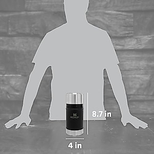 Stanley Classic Legendary Large Food Jar 24 oz | Vacuum Insulated Thermos Food Container | Wide Mouth Screw On Lid | Packable for Travel | Stainless Steel with Leakproof Lid | BPA-Free | Matte Black