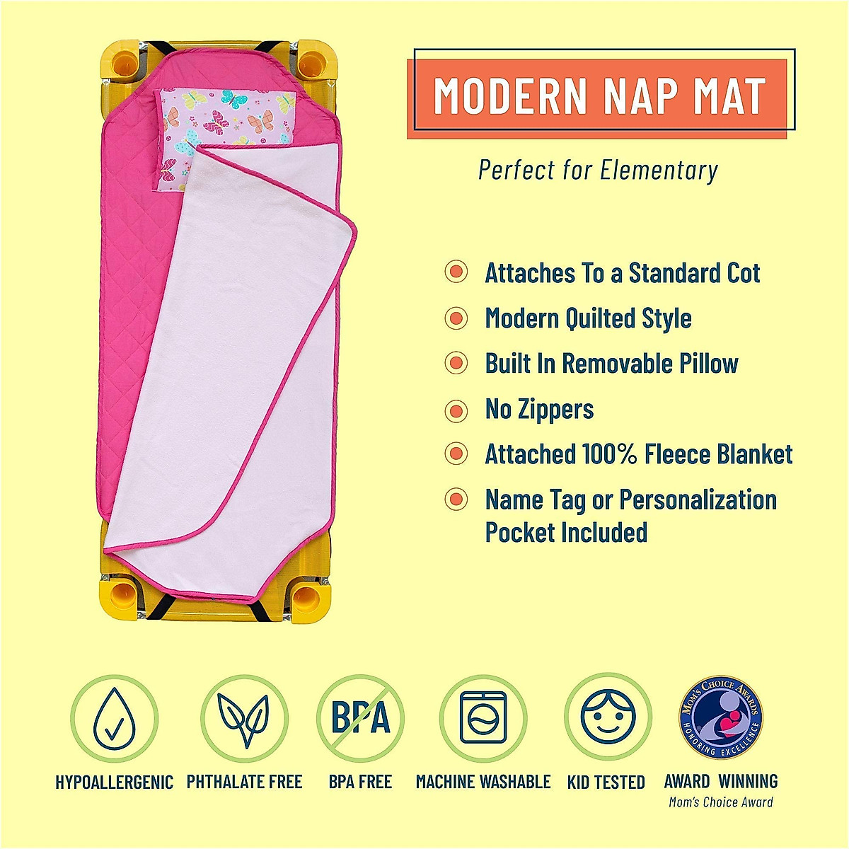 Wildkin Lunch Box Bag Bundle with Modern Nap Mat (Butterfly Garden)