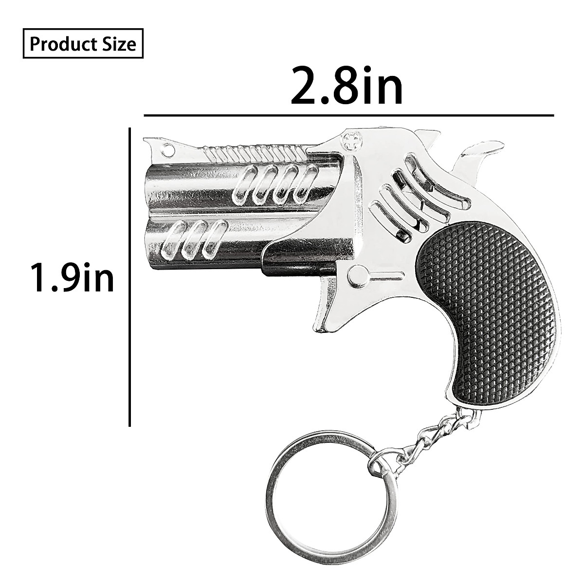 Rubber Band Gun Creative Keychains Decorative Ornaments School Bag Pendants Creative Decompression Toys (Silver)