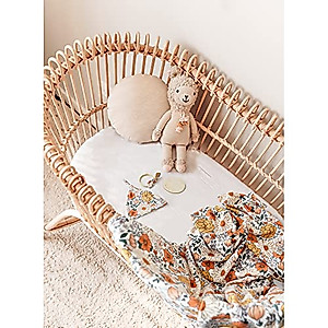 Konssy Baby Girl Newborn Receiving Blanket with Matching Headband and Beanie Set Baby Swaddle Floral Print Nursery Swaddle Wrap