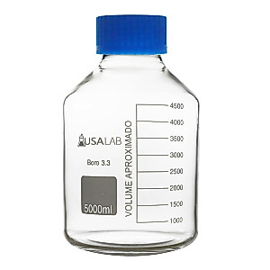 USA LAB 12 Pieces 2000 ML Round Wide Mouth Media Bottle with GL80 Screw Cap, Clear 3.3 Borosilicate Glass Bottles for Scientific Solution Storage, Multi Purpose Science Labs Solvent Container