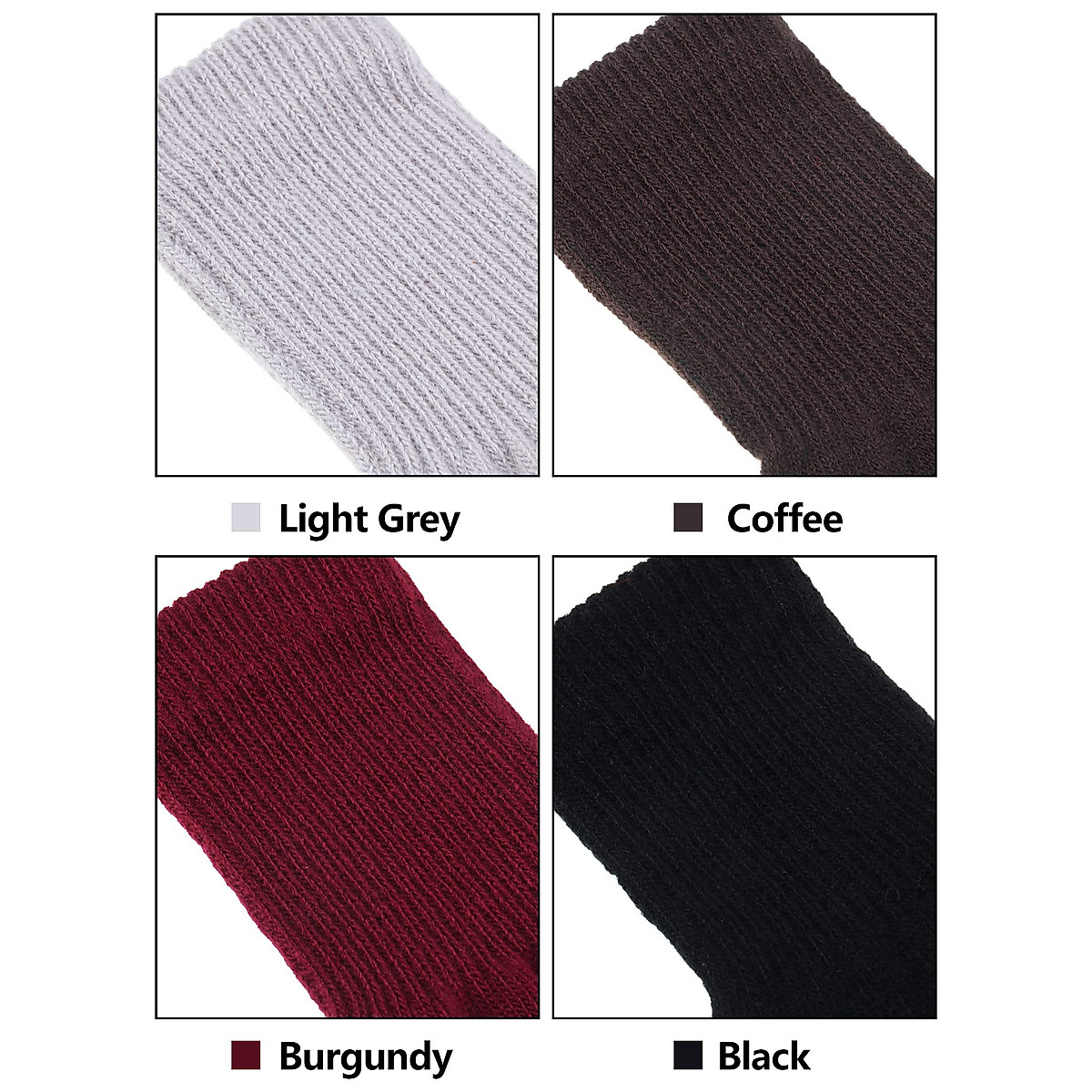 SATINIOR Fingerless Gloves for Women Half Finger Typing Gloves with Long Wrist Cuff Winter Knit Fingerless Mittens for Women (Black, Red, Light Grey, Coffee, 4 Pairs)