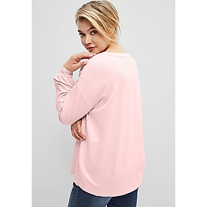 Ellos Women's Plus Size Blouson Sleeve Sweatshirt Tunic - 18/20, Deep Orange