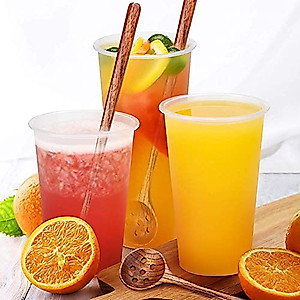 1 PC Korean Style 10.9" Long Handle Wooden Round Slotted Spoons for Jam Olive