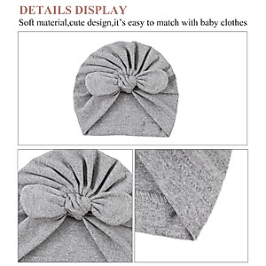 Baby Girl Turban Newborn Beanie Hat 5 Pieces Cotton Infant Girls Headwraps Toddler Kids Hats 0-3 Years (5Pcs-Bowknot-C)