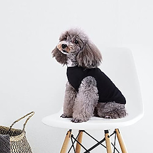 YAODHAOD Dog Shirts Clothes, 2pcs Plain Dog T Shirt Vest, Cotton Blank Dog Shirts Clothes, Soft and Breathable Pet Apparel Outfits (18" Chest, Black+White)