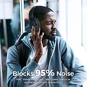 Fcyao S3 Active Noise Cancelling Flexable Headphones, Over Ear Wireless Foldable Bluetooth Headphones, 60H Playtime, Hi-Fi Stereo Sound, Travel Case Included, On-Ear Headset with Microphone, Black