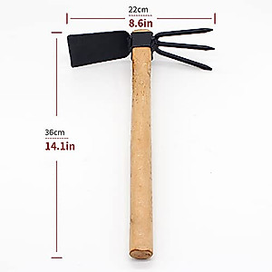 konrissun Garden Tools Garden Hoe Garden Shovel and Hoe Flower and Vegetable Tiller Garden Tools Hoe with Wooden Handle Garden Tools
