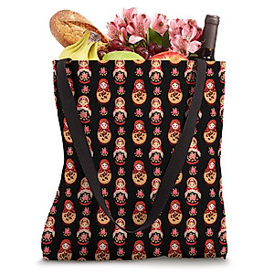 Matryoshka Russian Doll Nesting Doll Toy Black Background Tote Bag