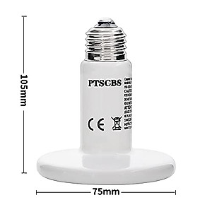 60W 2PCS PTSCBS Reptile Heat Lamp Bulb Ceramic Heat Emitter No Harm No Light Infrared Heater Lamp for Chicken Coop Lizard Aquarium Snake Outside Dogs Brooder 120V,White