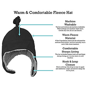 N'Ice Caps Toddler Baby Winter Hat Mitten Set - Kids Boys Girls Gloves Fleece Sherpa Lined (Black Infant, 12-18 Months)