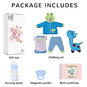 CHAREX Realistic Reborn Baby Dolls Lifelike Weighted Reborn Boy 18 inch Toddler Soft Body Toy Giraffe Gift Set