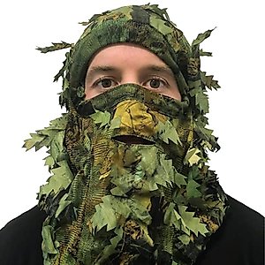 Arcturus Camo 3D Leaf Ghillie Camouflage Mask. Leafy, Full Coverage, Breathable Hunting Mask with Customizable Fit. Great for Turkey Season! (Summer Green)