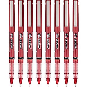PILOT Precise V5 RT Refillable & Retractable Liquid Ink Rolling Ball Pens, Extra Fine Point (0.5mm) Red, 8-Pack (15328) (PV5B8RED-AMZ)