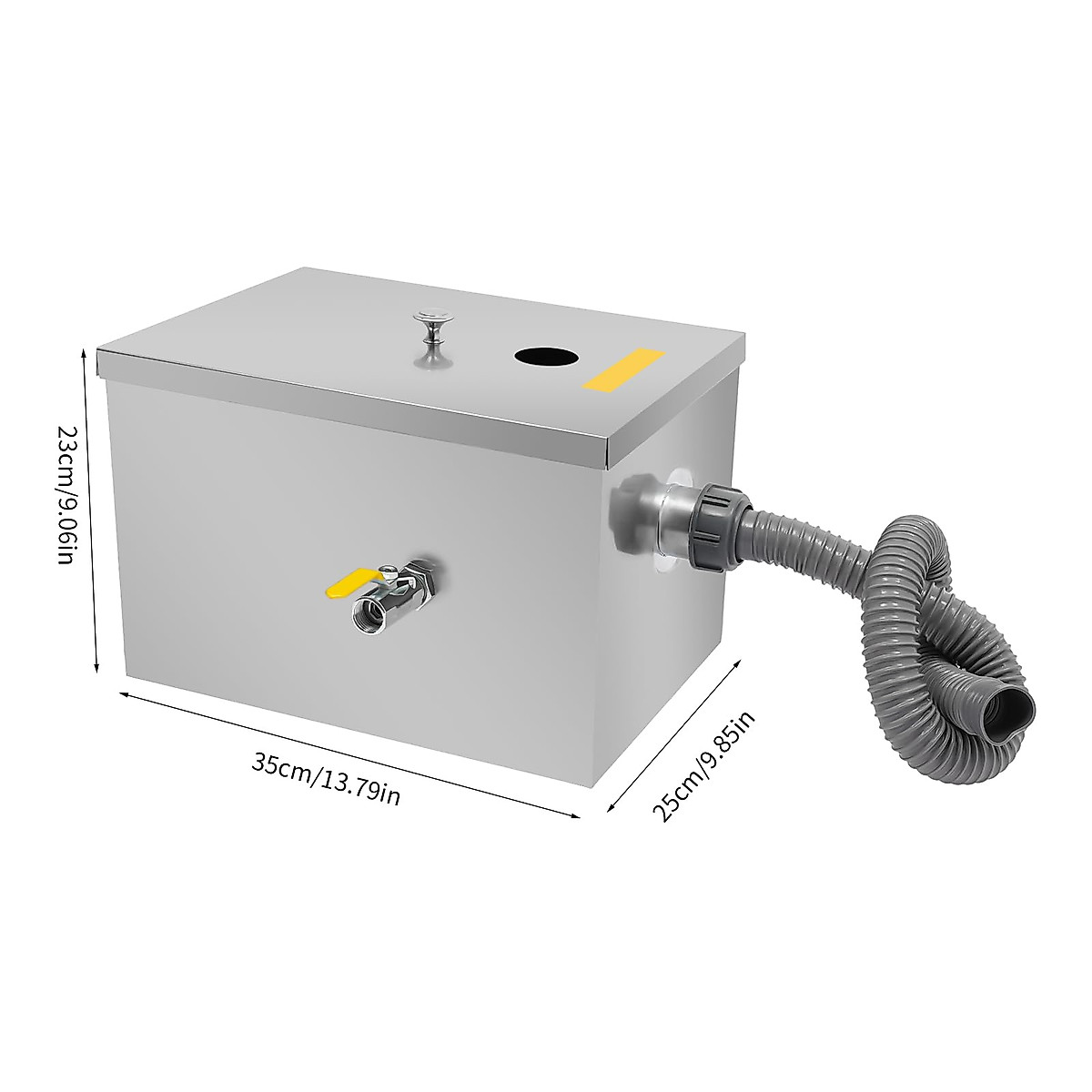 Commercial Grease Interceptor, 4 Gallon Stainless Steel Wastewater Separation Under Sink Oil-water Grease Trap with Carrying Handle & Drainage Pipe for Restaurant Factory Kitchen