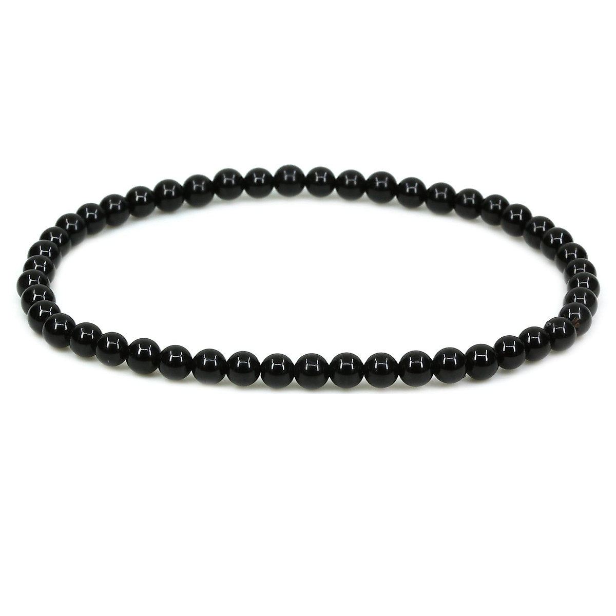 Keleny Natural 4mm Black Tourmaline Round Beads Gemstones Rock Crystal Stretch Bracelet 7 Inch Unisex