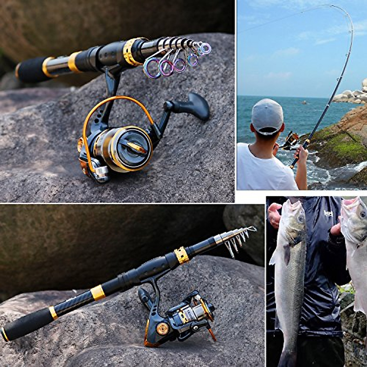 Sougayilang Telescopic Fishing Rod Reel Combos Portable Fishing Pole with Spinning Reel Fishing Carrier Bag for Travel Saltwater Freshwater Fishing-2.1M/6.89Ft