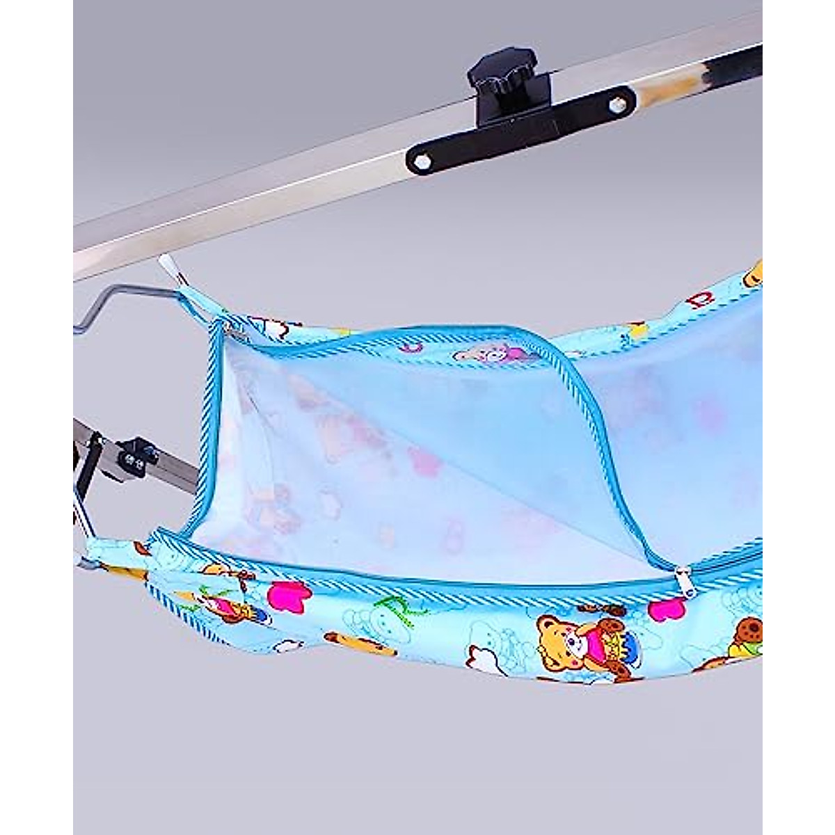 KISSATO Foldable Stainless Steel Infant, Baby Cradle with Non-Woven Storage Bag, Indian Style Palna